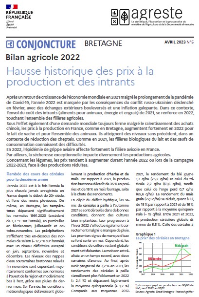 Bilan agricole 2022 - Hausse historique des prix à la production et des ... Bilan agricole 2022 - Hausse historique des prix à la production et des ...