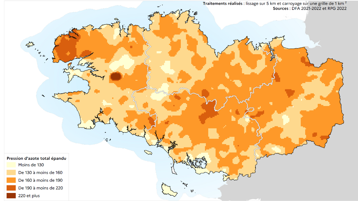 En 2022, baisse des pressions d'azote épandu en Bretagne | DRAAF Bretagne En 2022, baisse des pressions d'azote épandu en Bretagne | DRAAF Bretagne